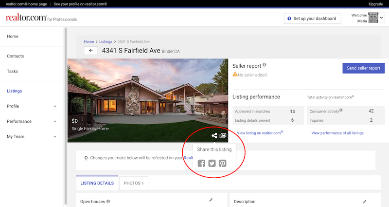 Share listings from your pro dashboard to social media | realtor.com® PRO